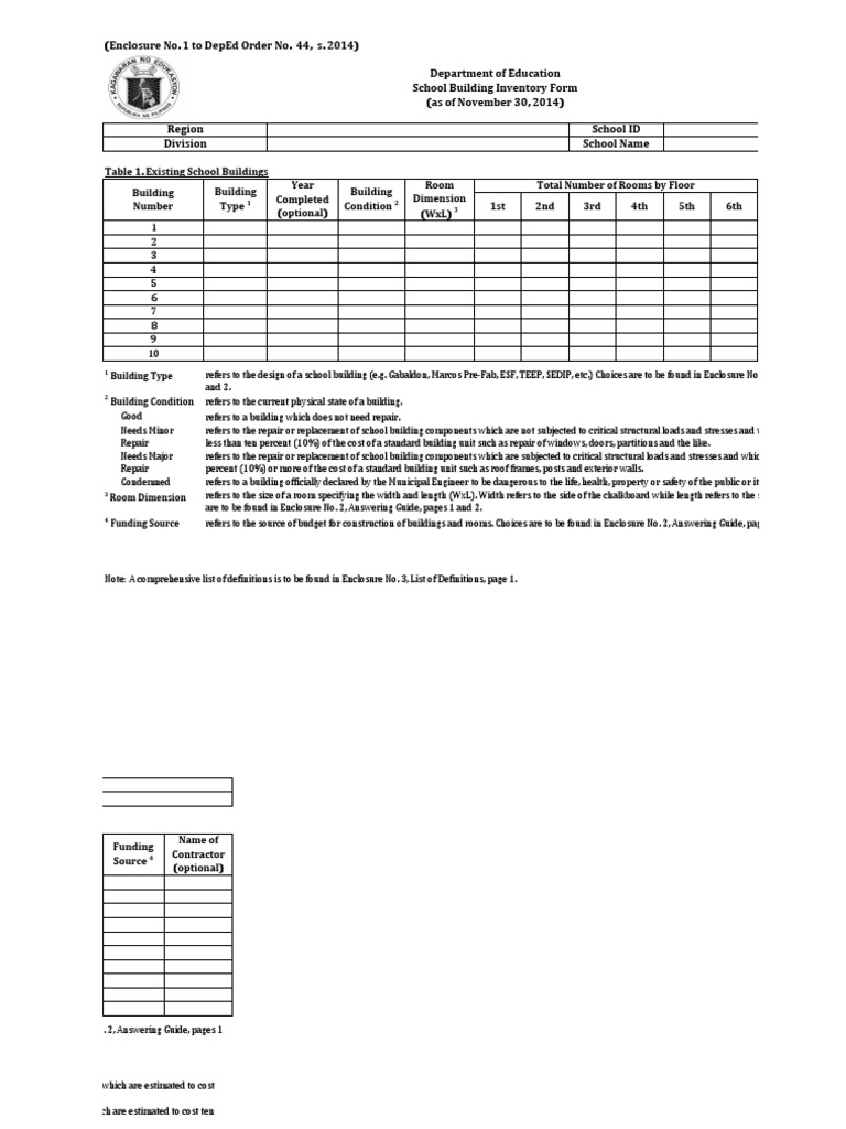 Edited National School Building Inventory Forms 11052014 | PDF ...