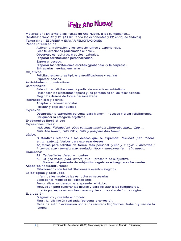 Felicitaciones de Ano Nuevo | PDF | Verbo | Evaluación
