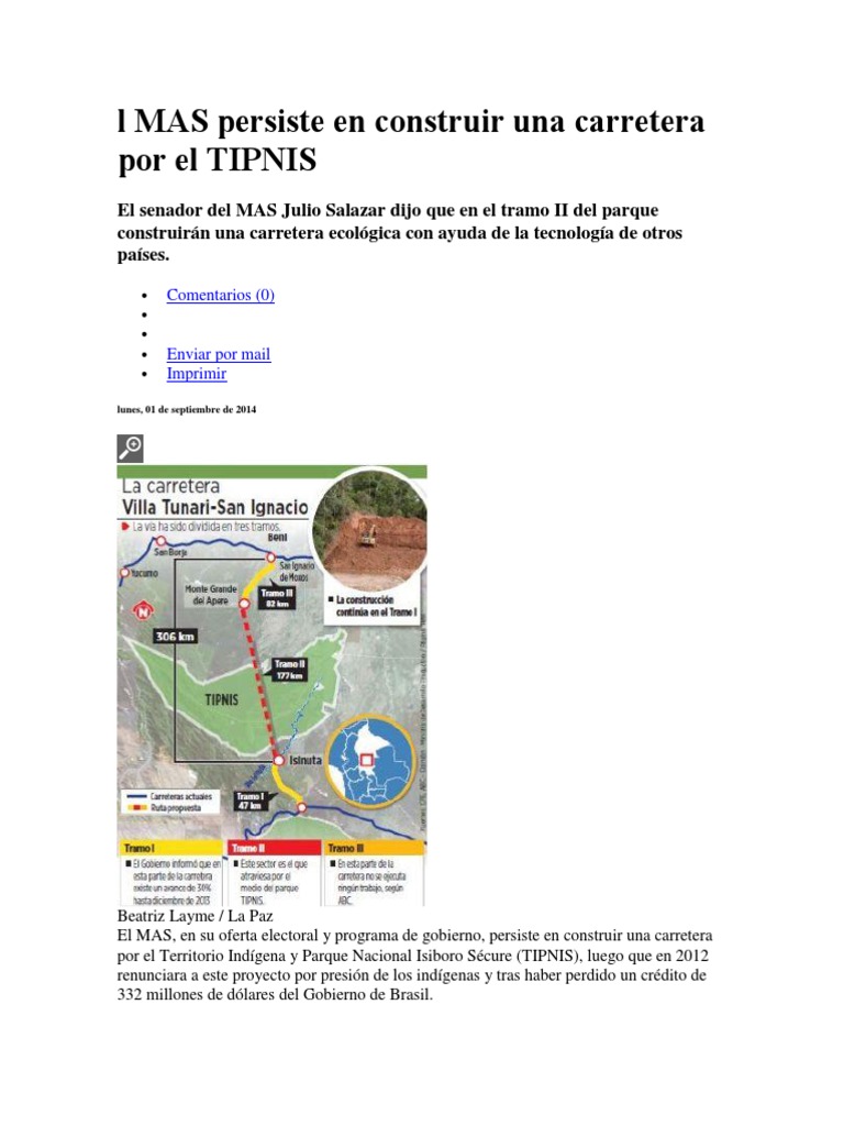 Construcción de carretera por TIPNIS | PDF | Política (general)
