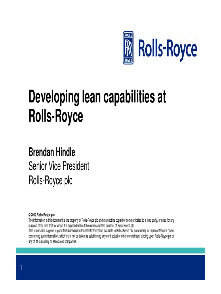 Devoloping Lean Capabilities Al Rolls Royce - Brendan Hindle | PDF | Aerospace | Manufacturing ...