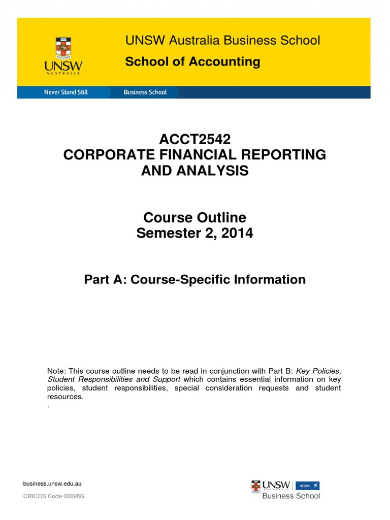ACCT2542 Corporate Financial Reporting and Analysis S22014 | PDF ...