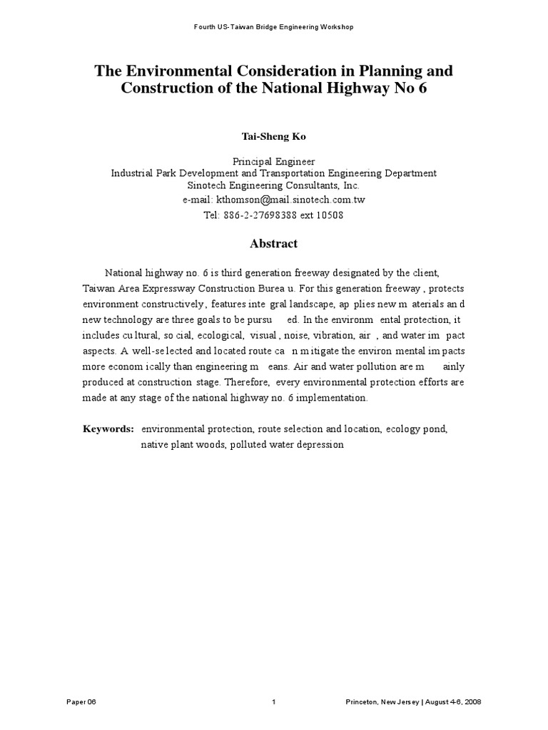The Environmental Consideration in Planning and Construction of The ...