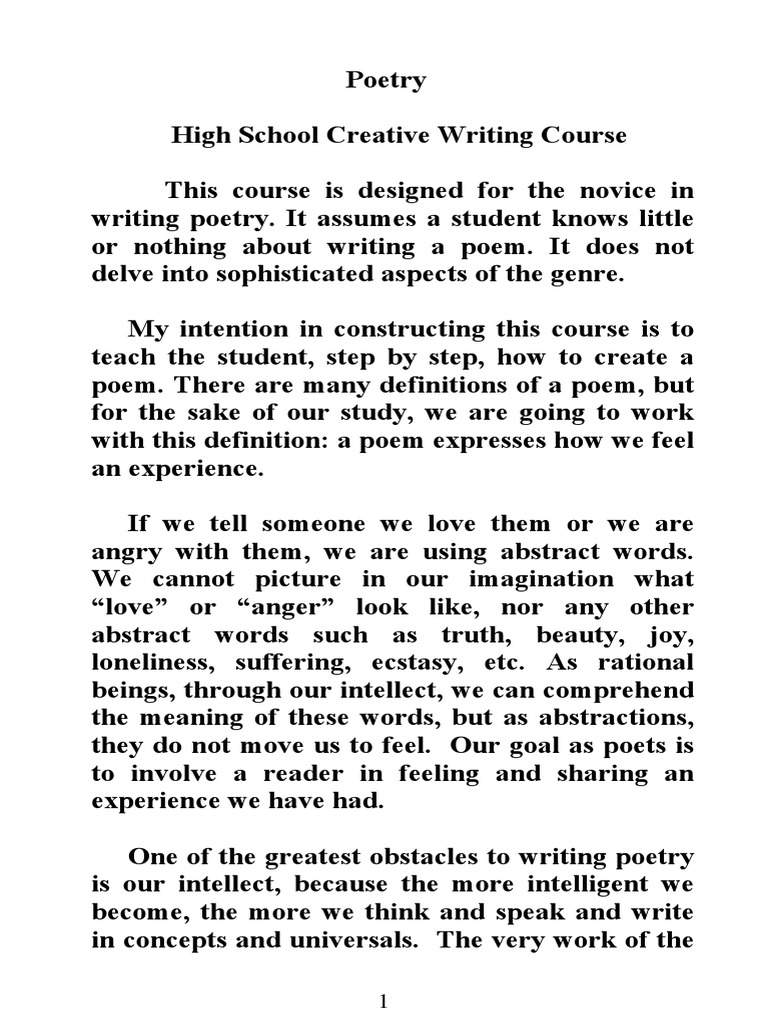 Poetry - High School Creative Writing Course | PDF | Metre (Poetry ...