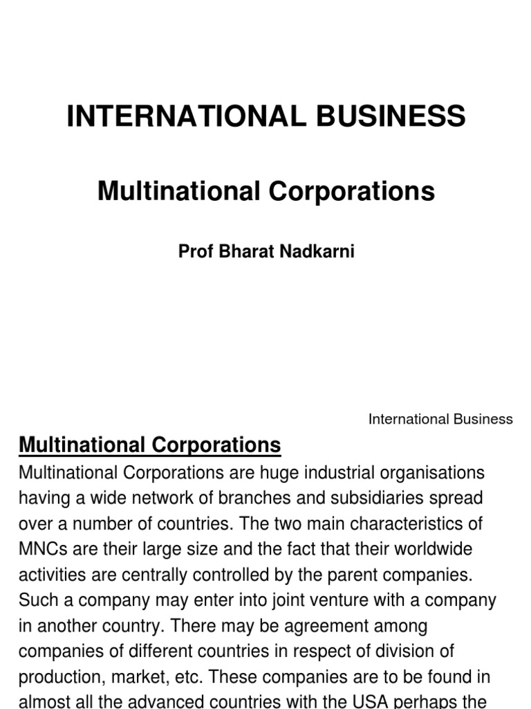 International Business: Multinational Corporations | PDF ...