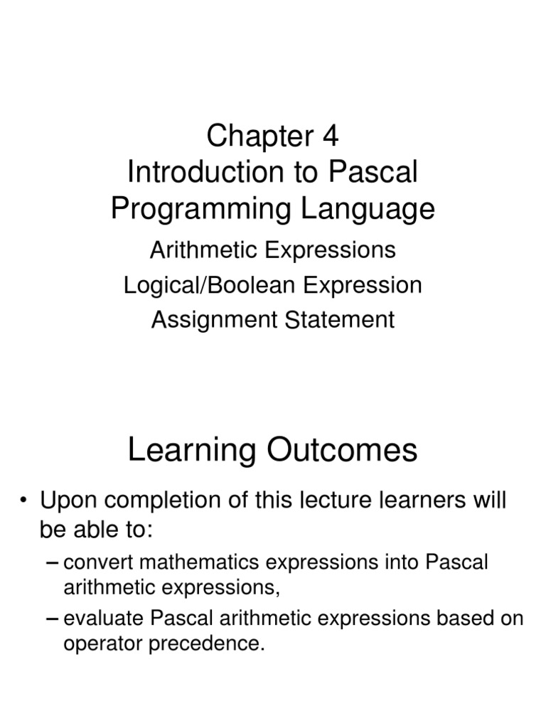 Introduction To Pascal Programming Language: Arithmetic Expressions ...