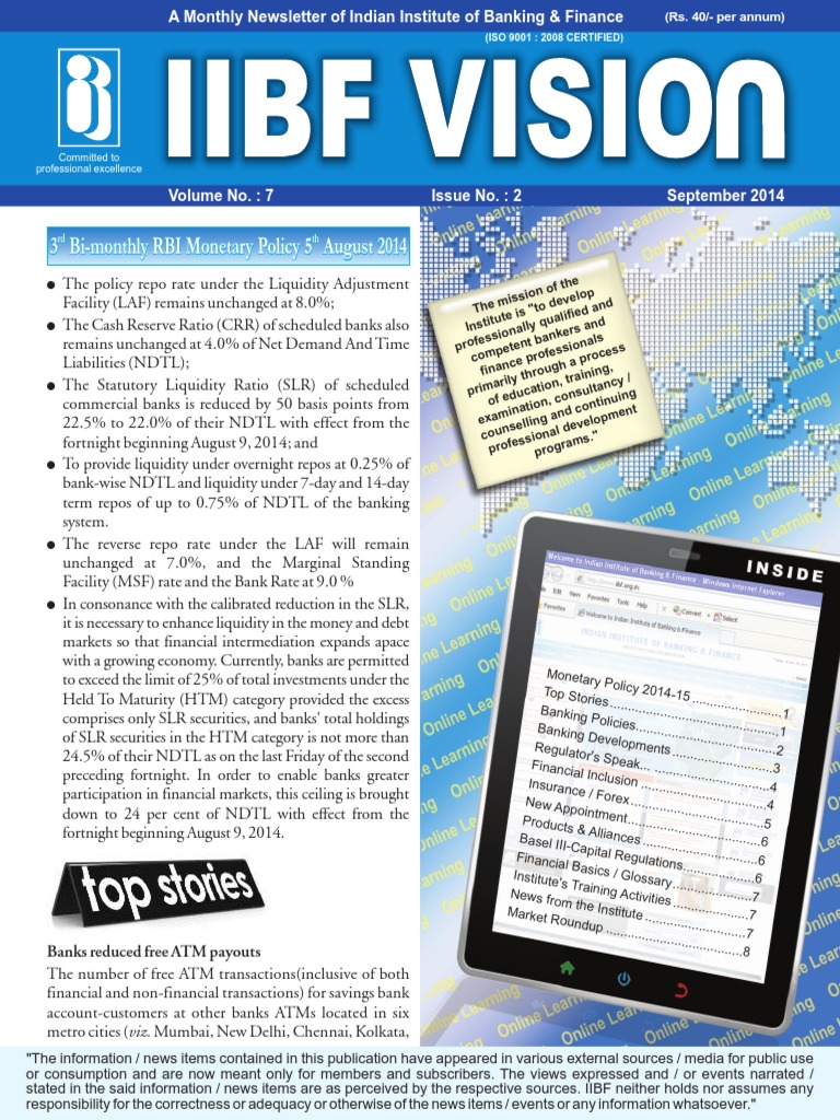 IIBF Vision September 2014 FINAL | PDF | Reserve Bank Of India ...