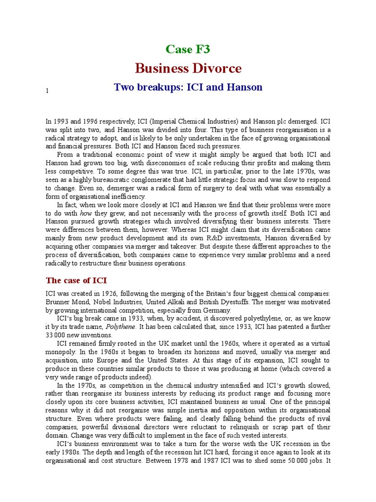 Hanson PLC Case Study | PDF | Takeover | Strategic Management