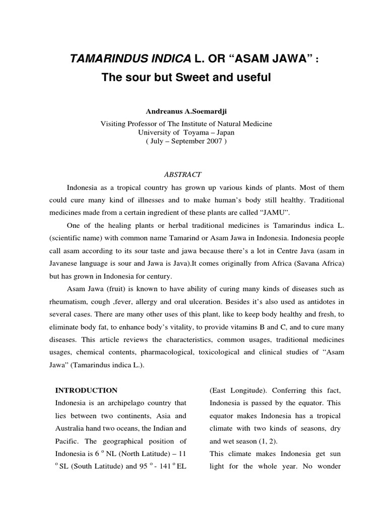 Asam Jawa: Benefits and Uses of Tamarind | PDF | Trees | Cholesterol