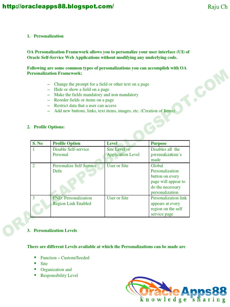 OAF Personalizations PDF | Download Free PDF | Hyperlink | Software Engineering