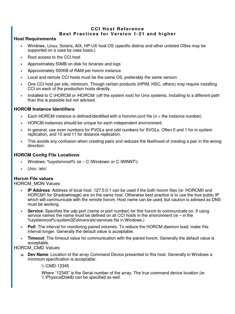 CCI Host Quick Reference - SCW | PDF | Computer File | Port (Computer Networking)