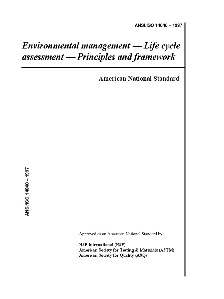 Ansi Iso 14040 1997 | PDF | Life Cycle Assessment | Evaluation