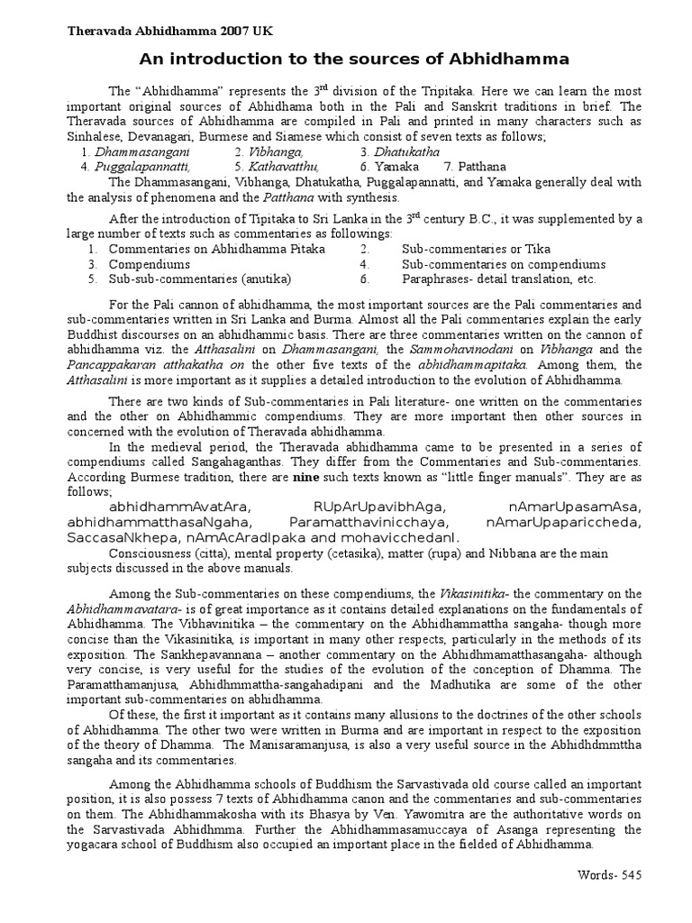 3-The Sources of Abhidhamma | Download Free PDF | Pali | Religious ...