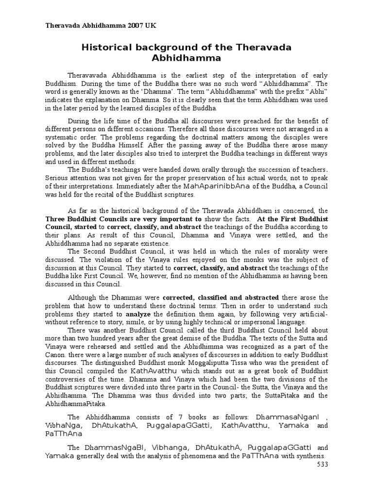 5-Historical Background of The Theravada Abhidhamma | PDF | Buddhist ...
