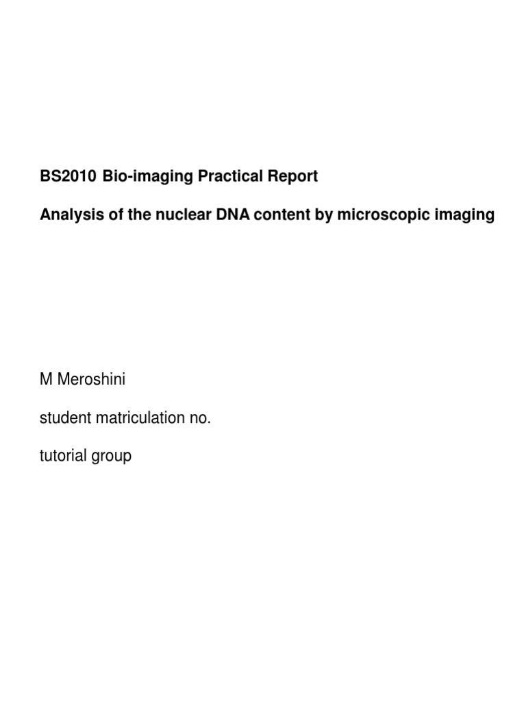 Bio-imaging DNA Content Analysis Report | PDF | Teaching Methods ...