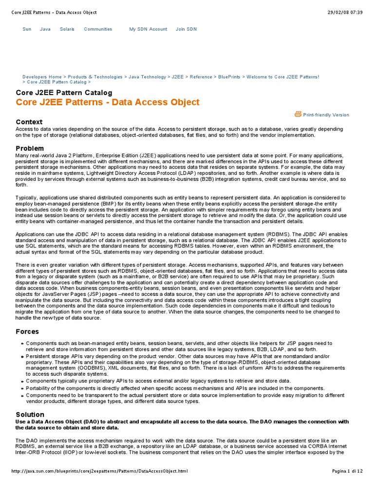 DAO Design Pattern PDF | PDF | Enterprise Java Beans | Databases