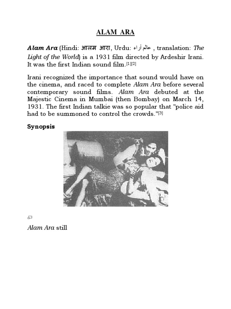 Alam Ara | PDF | Bollywood | Cinema Of India