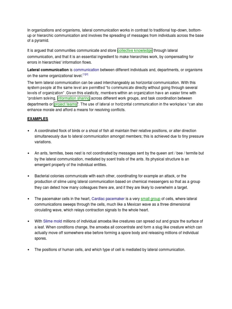 Lateral Communication | PDF | Ant | Communication