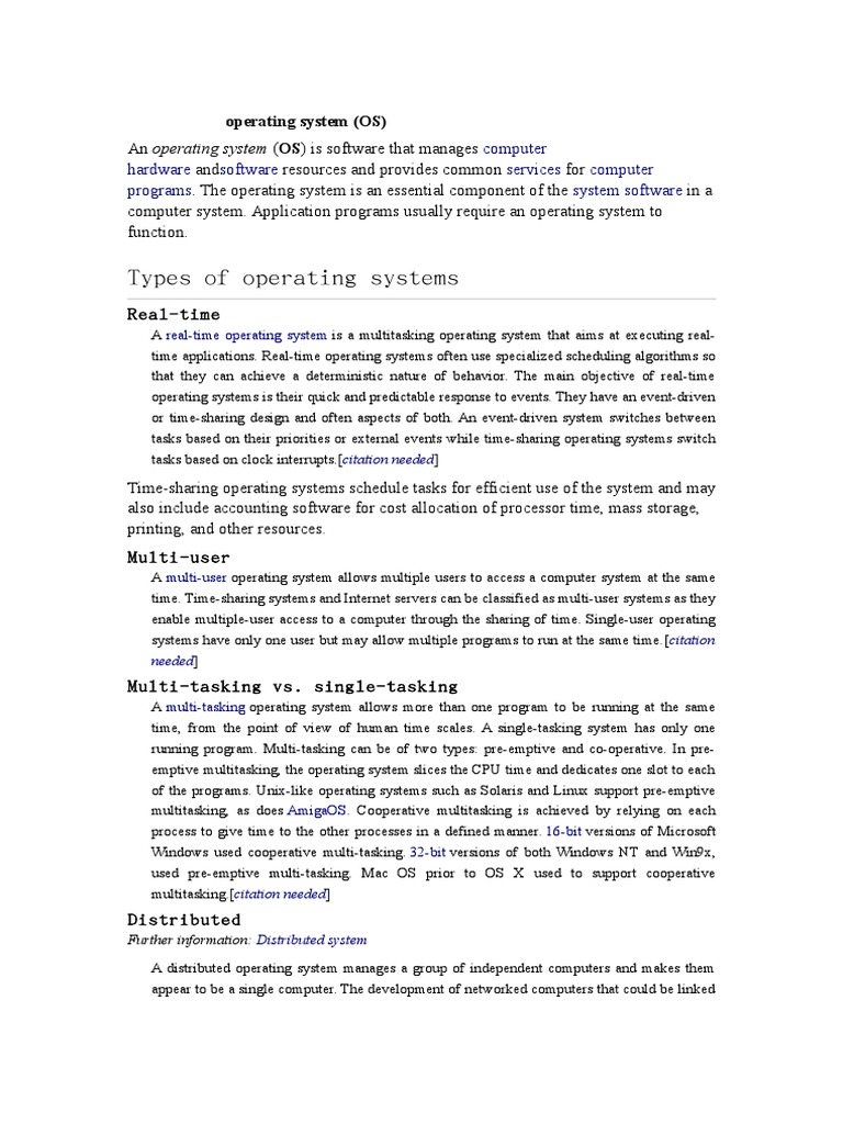 Os and Types | PDF | Operating System | Scheduling (Computing)