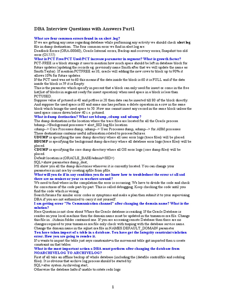 DBA Interview Questions With Answers | PDF | Oracle Database | Backup