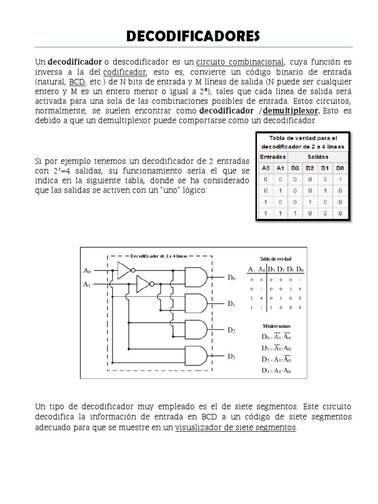 DECODIFICADORES | PDF | Decimal codificado en binario | Diseño electronico