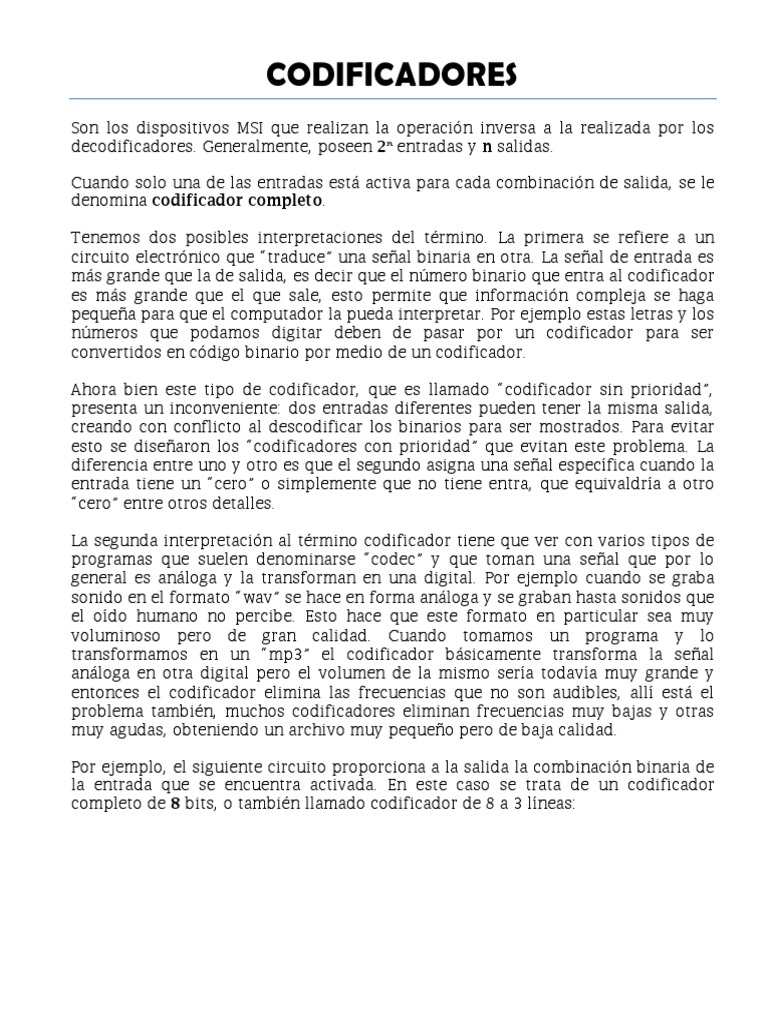 Codificador de 8 a 3 líneas | PDF | Calculadora | Poco