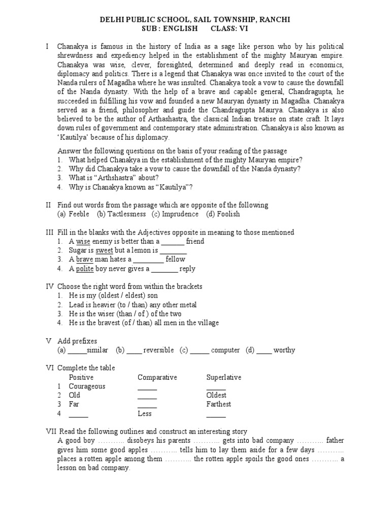 DPS Ranchi Assignment Class VIII | PDF