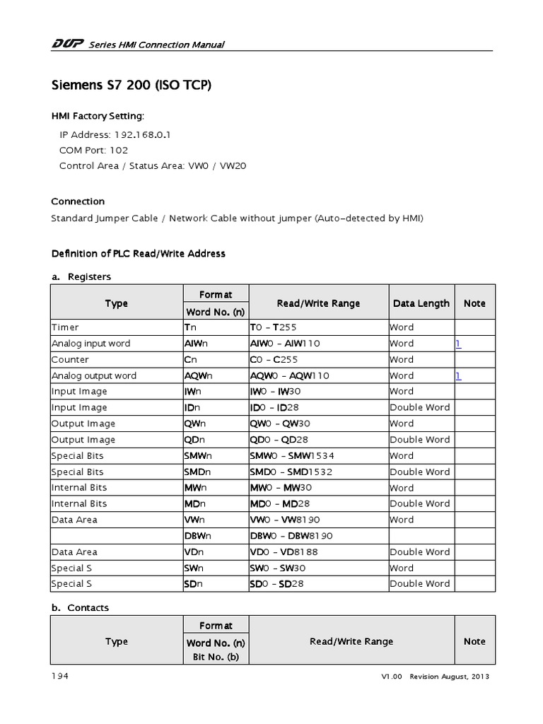 Siemens S7 HMI Connection Guide | PDF | Data Type | Digital Technology