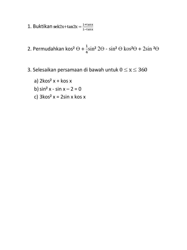 Soalan Trigonometri | PDF | Metode & Bahan Ajar | Sains & Matematika