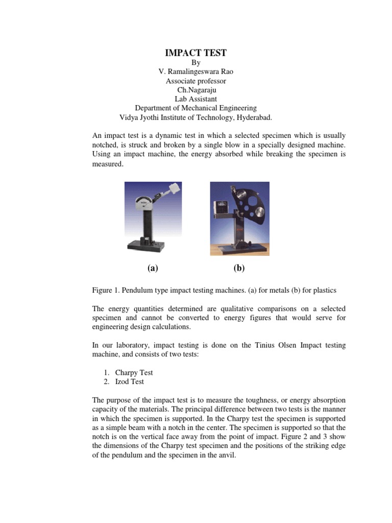Impact Test Machine Calculations | PDF | Classical Mechanics ...