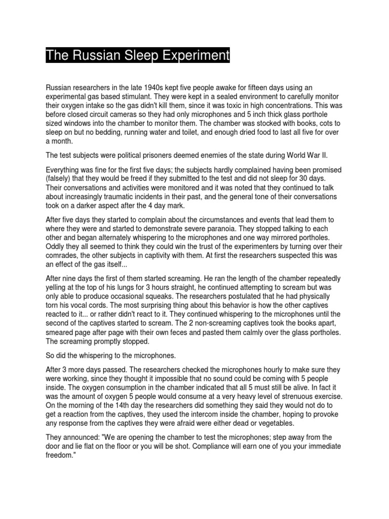 The Russian Sleep Experiment | Electroencephalography | Surgery