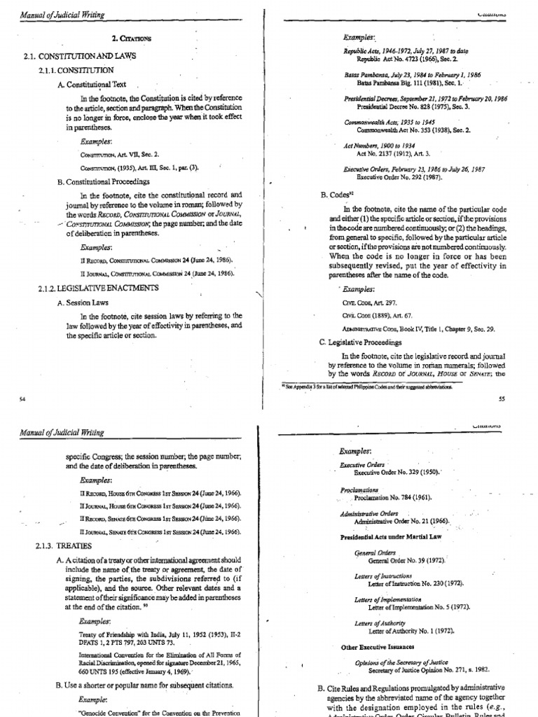 Judicial Writing Citation Guidelines | PDF | Citation | Note (Typography)