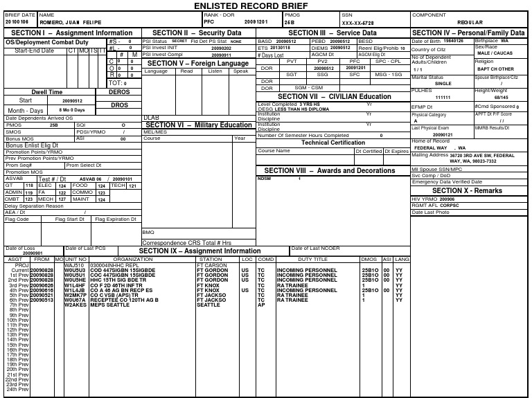 Military Enlisted Record Brief | PDF | Sports