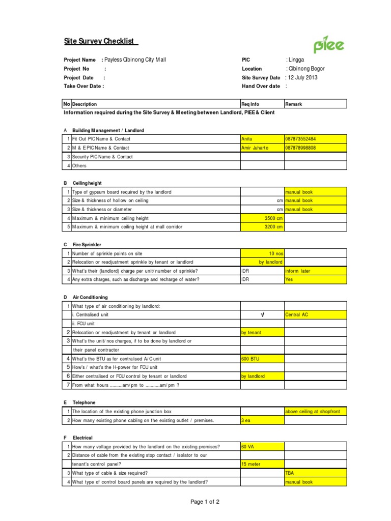 Site Survey Checklist | Industries | Electromagnetism