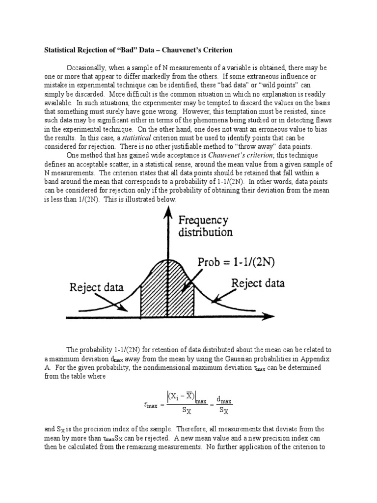 Chauvenet Criterion | PDF | Mean | Normal Distribution