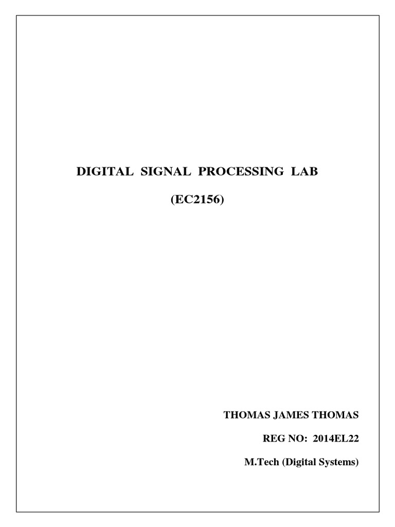 Digital Signal Processing Lab | PDF | Teaching Methods & Materials