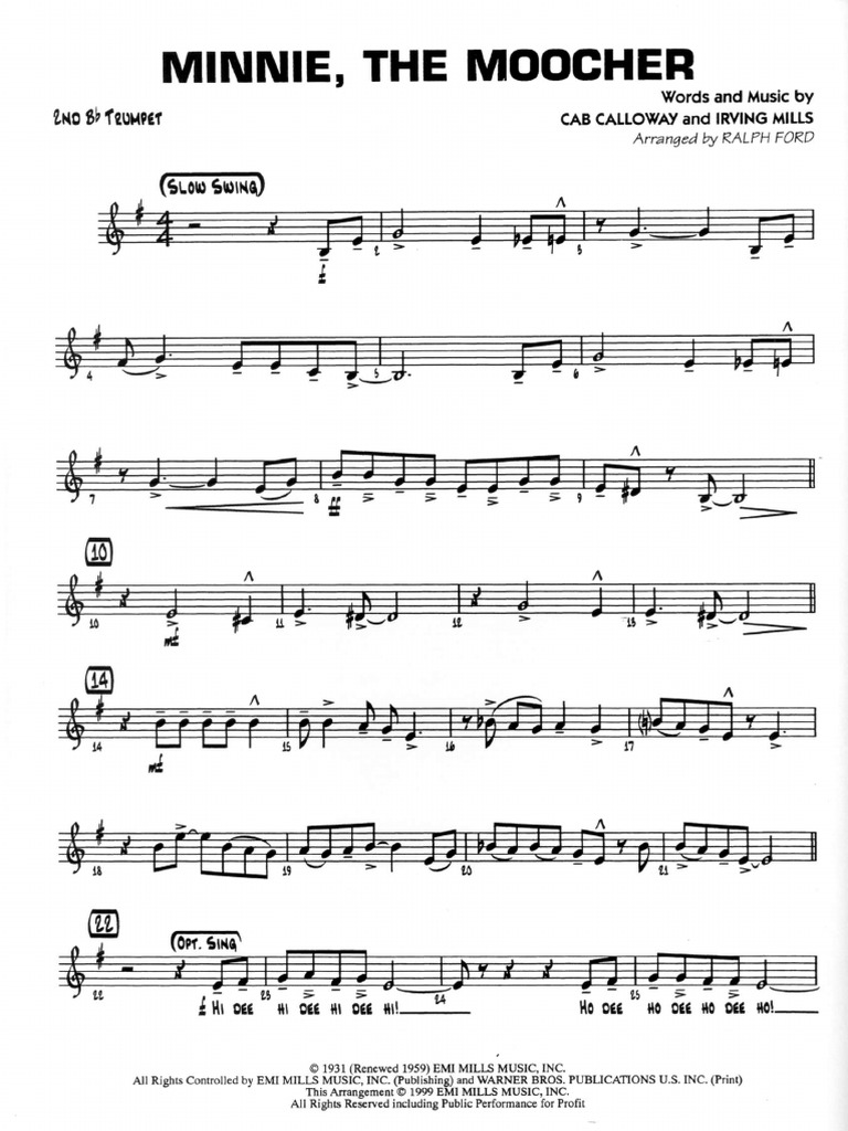 Minnie the Moocher - Trumpet 2