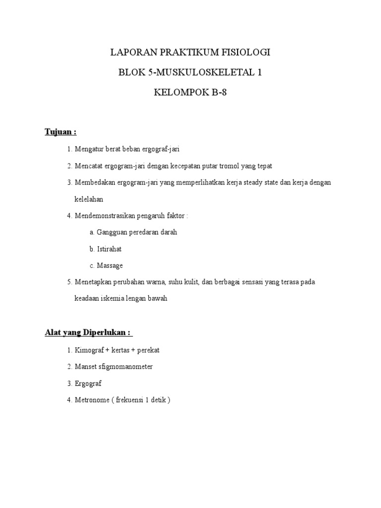 Laporan Praktikum Fisiologi Ergograf | PDF