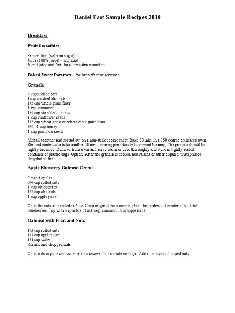 Daniel Fast Recipes 2010 | PDF | Salad | Curry