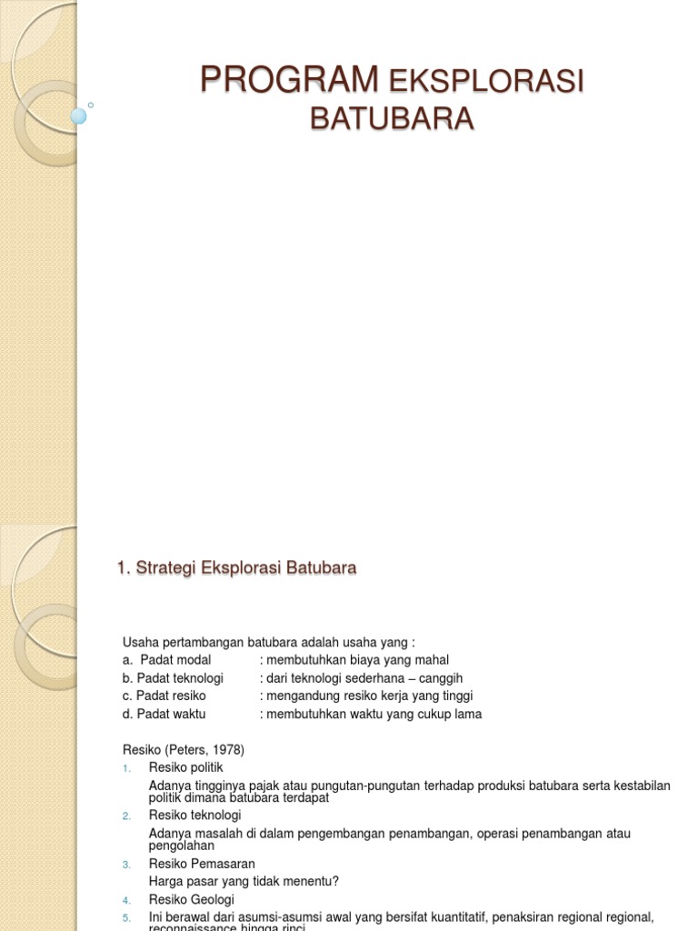 Program Eksplorasi Batubara | PDF | Sains & Matematika