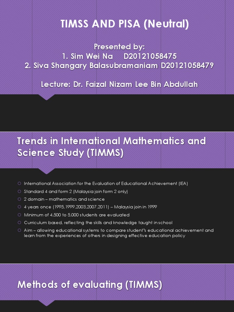 Discussion Issues On TIMSS and PISA. | PDF | Programme For ...