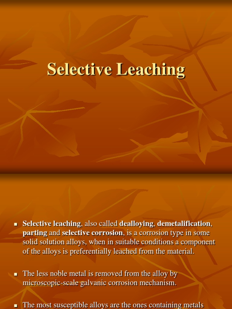 Selective Leaching | PDF | Corrosion | Industrial Processes