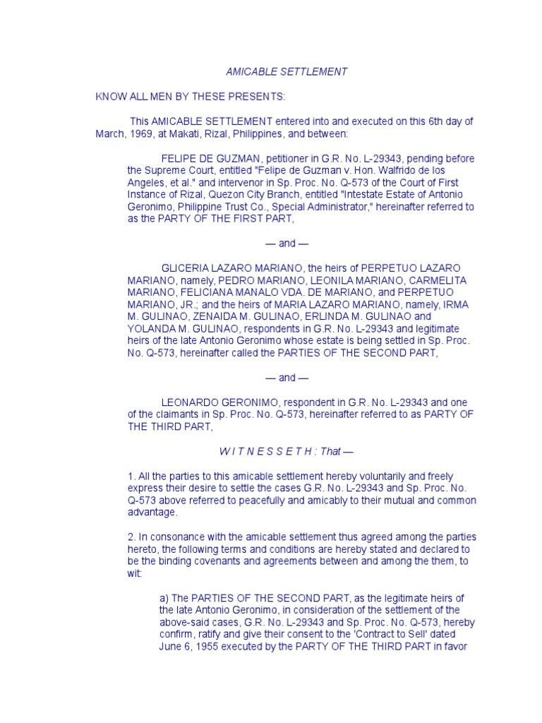 Amicable Settlement | Deed | Common Law