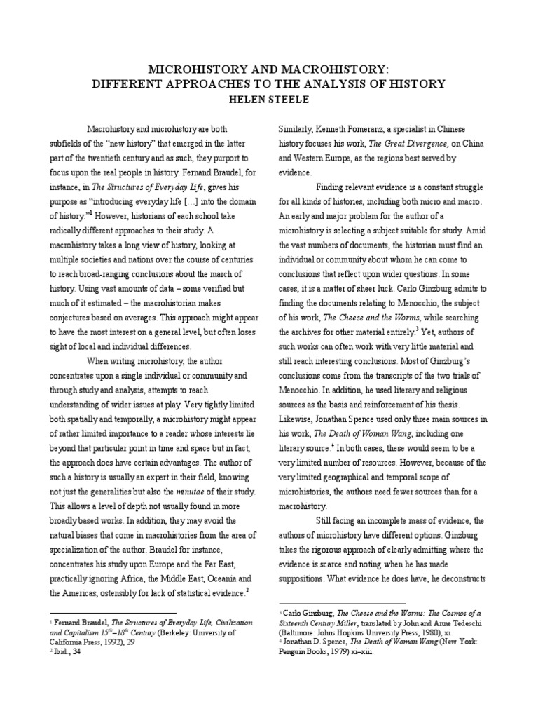 Macrohistory vs Microhistory Explained | PDF | Woman | Science