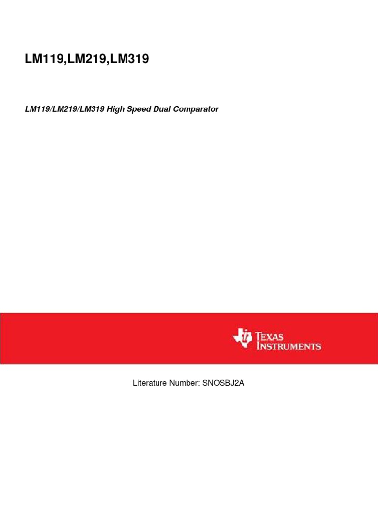 LM119, LM219, LM319: LM119/LM219/LM319 High Speed Dual Comparator | PDF ...