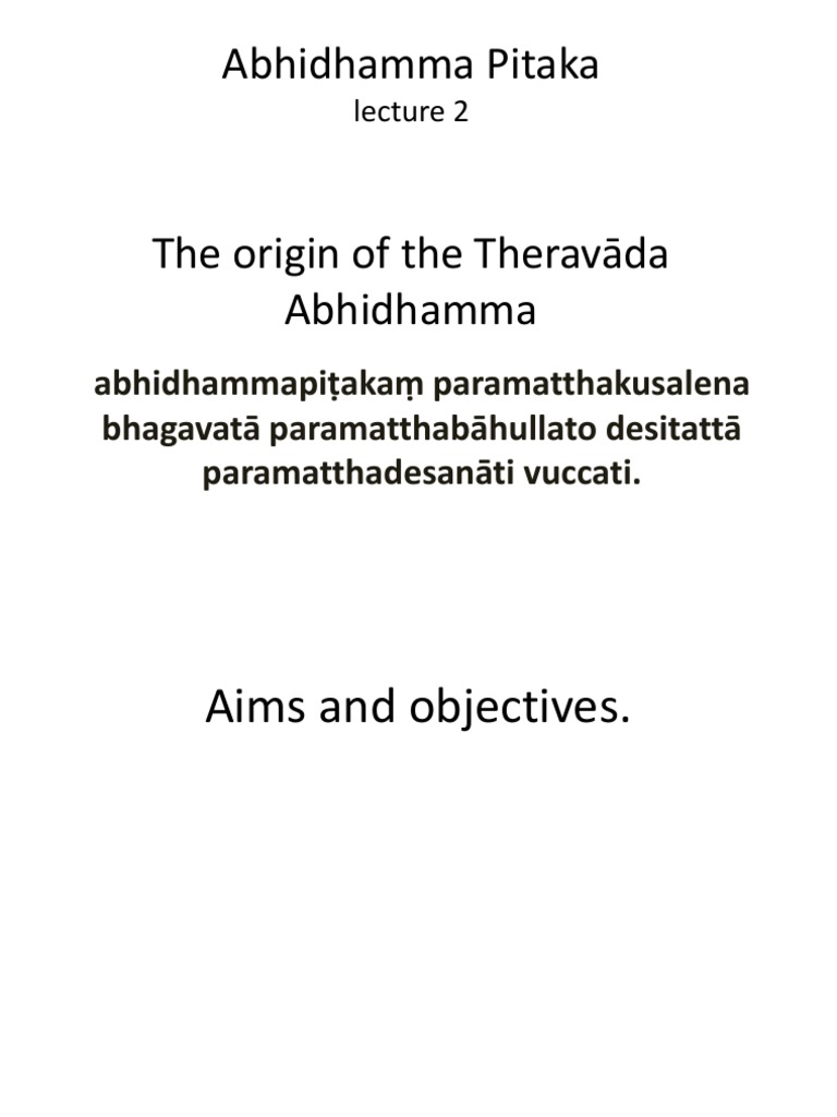 Origin of Abhidhamma Pitaka | PDF | Religion & Spirituality