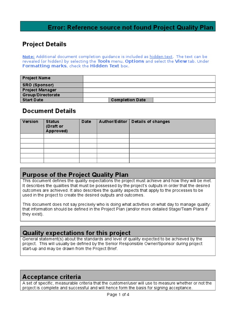 PQP Template With Meaning | PDF