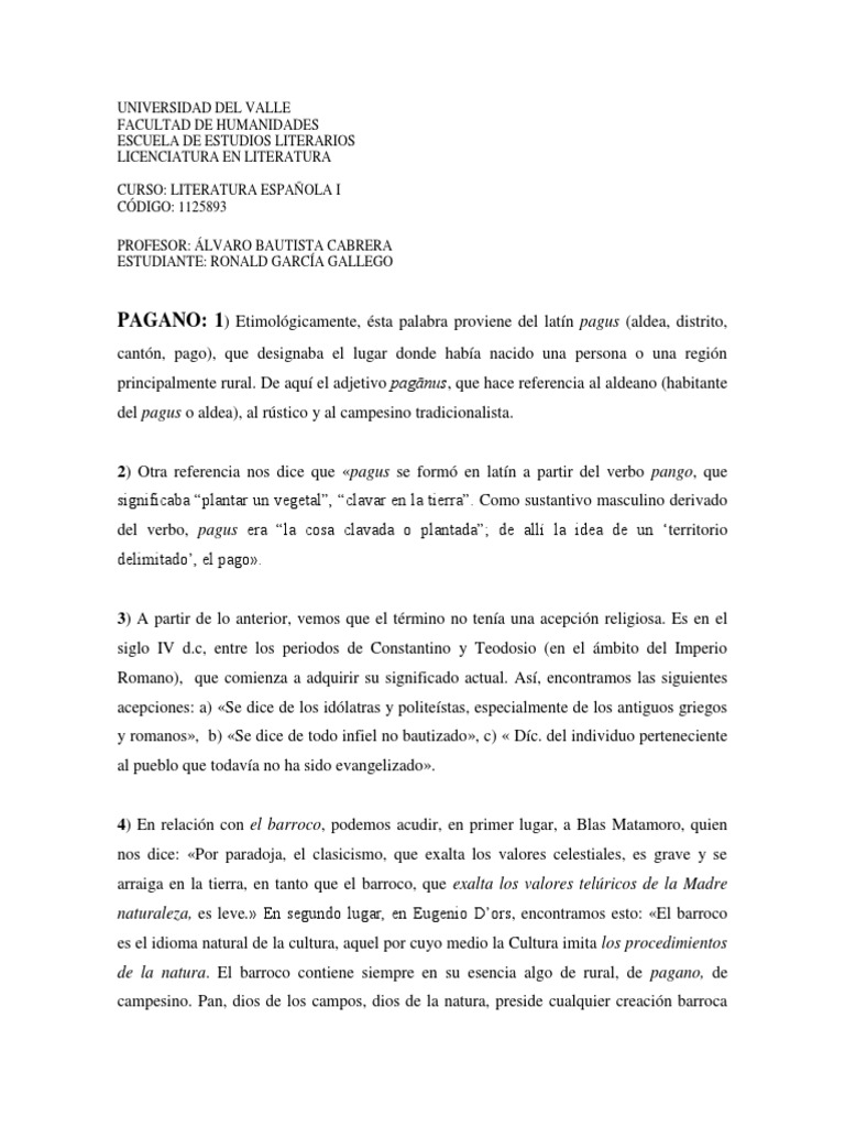 Definición Pagano | PDF | Barroco | latín
