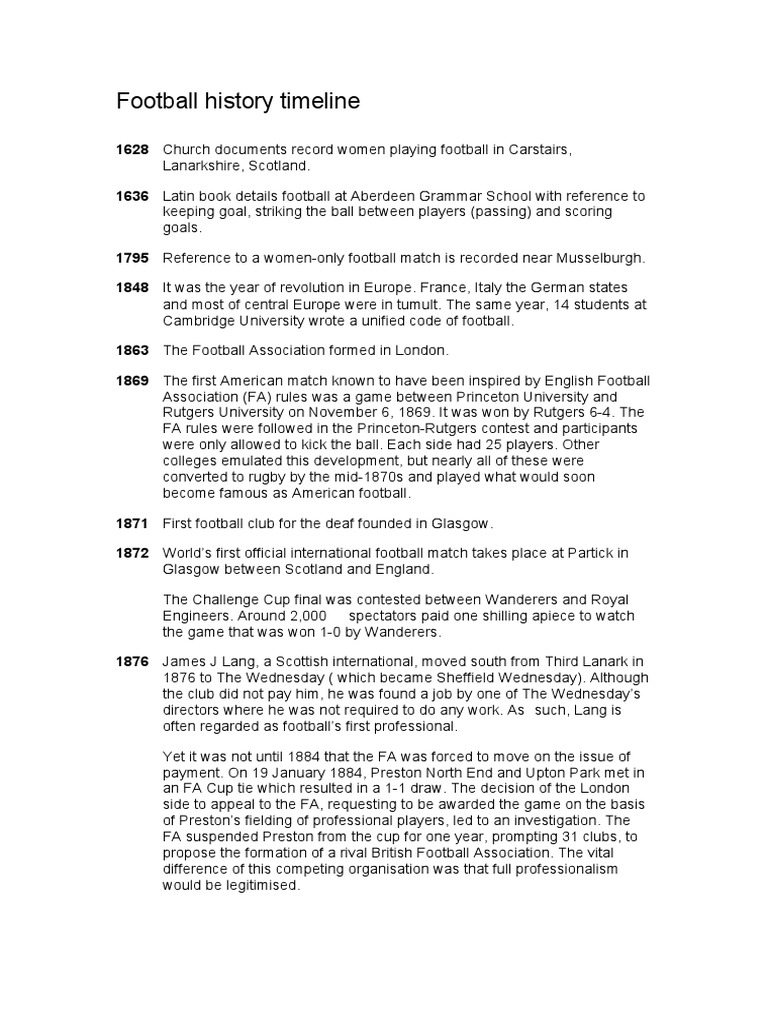 Football History Timeline | PDF | Association Football | Fifa World Cup