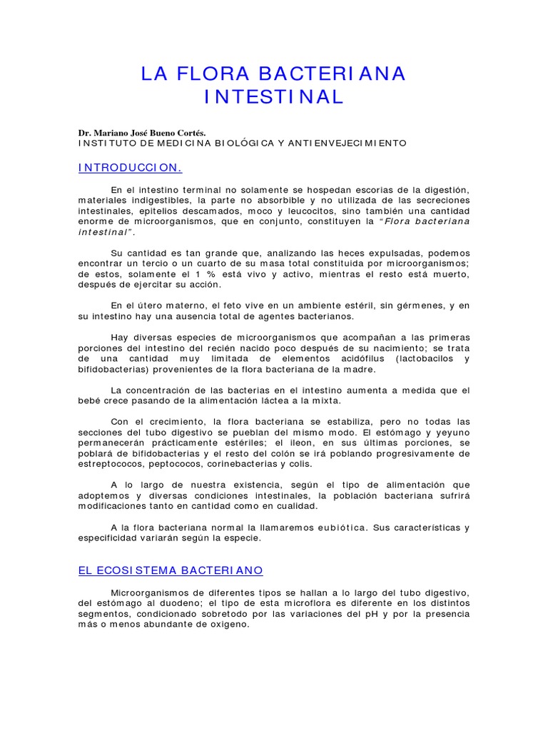 Flora Bacteriana Intestinal y Salud | PDF | Tripa flora | Las bacterias