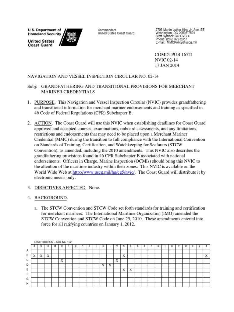 Nvic-02-14 Grandfathering Final With Encls 20140122 | PDF | Sea Captain ...